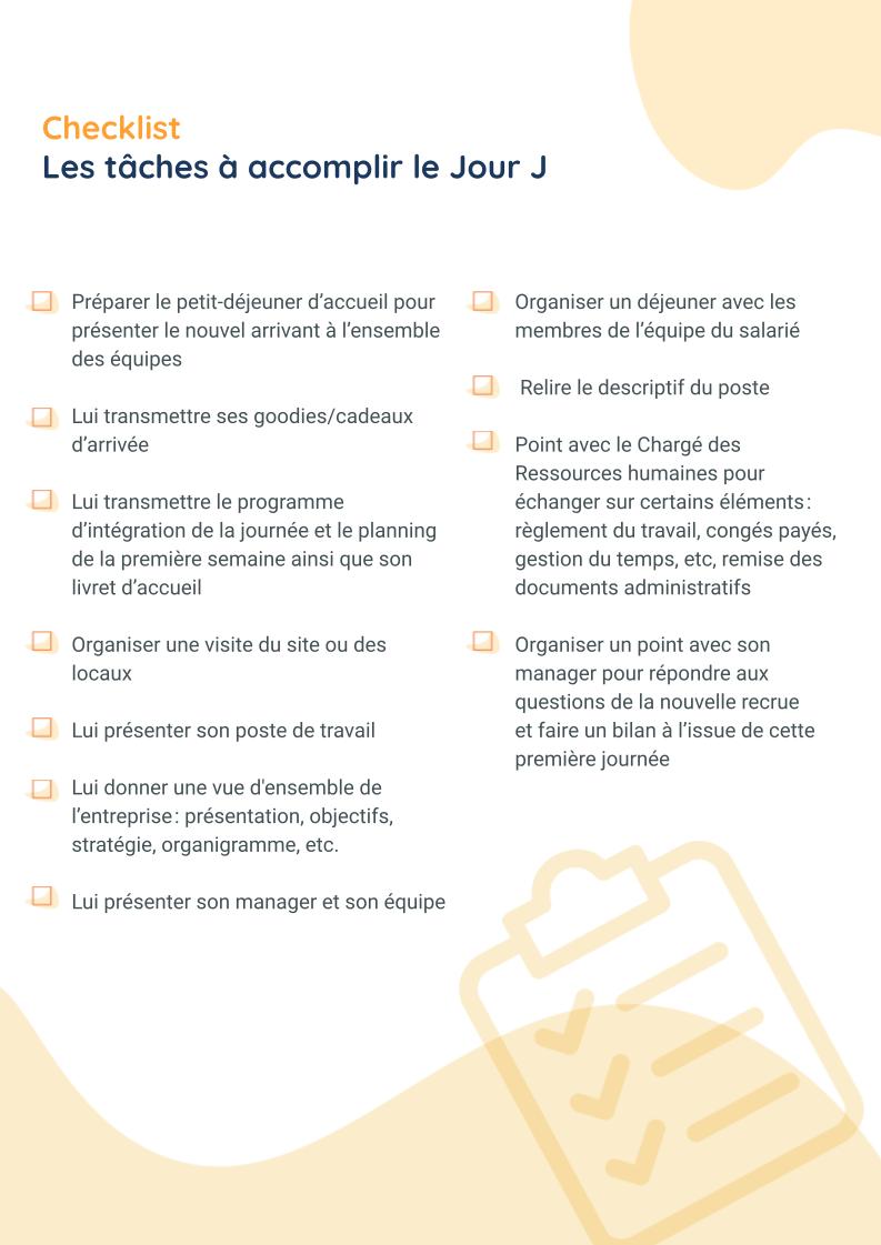 La checklist de l'onboarding