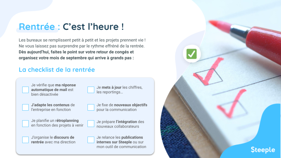 Comment animer votre communication interne de rentrée avec Steeple